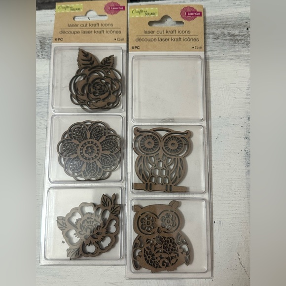Other | 1 Laser Cut Wood Charm Decals New Owls Flowers Wooden Charms ...